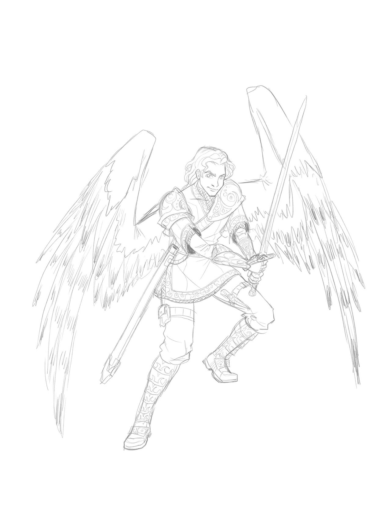 warrior angel coloring page