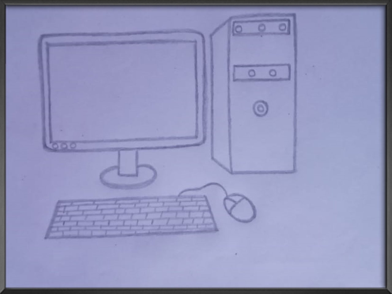 how to draw computer and its parts