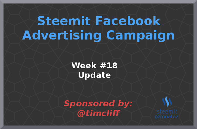 Steemit Facebook Advertising Campaign - (Week #18) - Sponsored by @timcliff — Steemit
