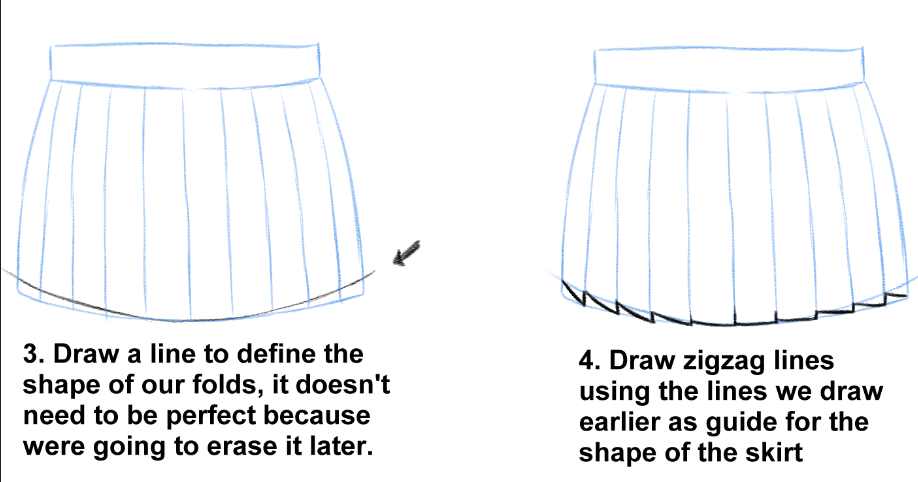 how to draw anime girl skirt
