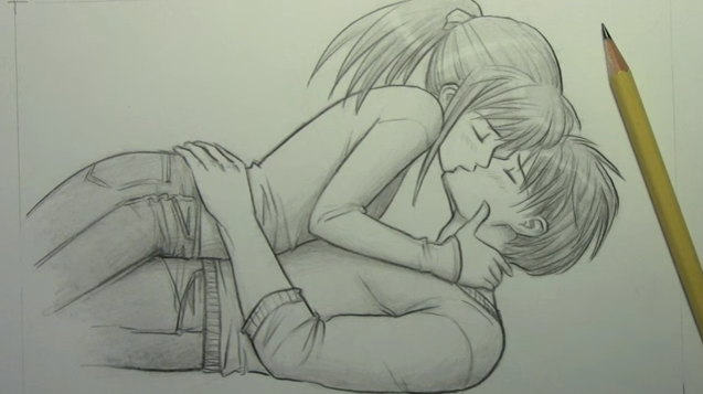 how to draw anime kissing