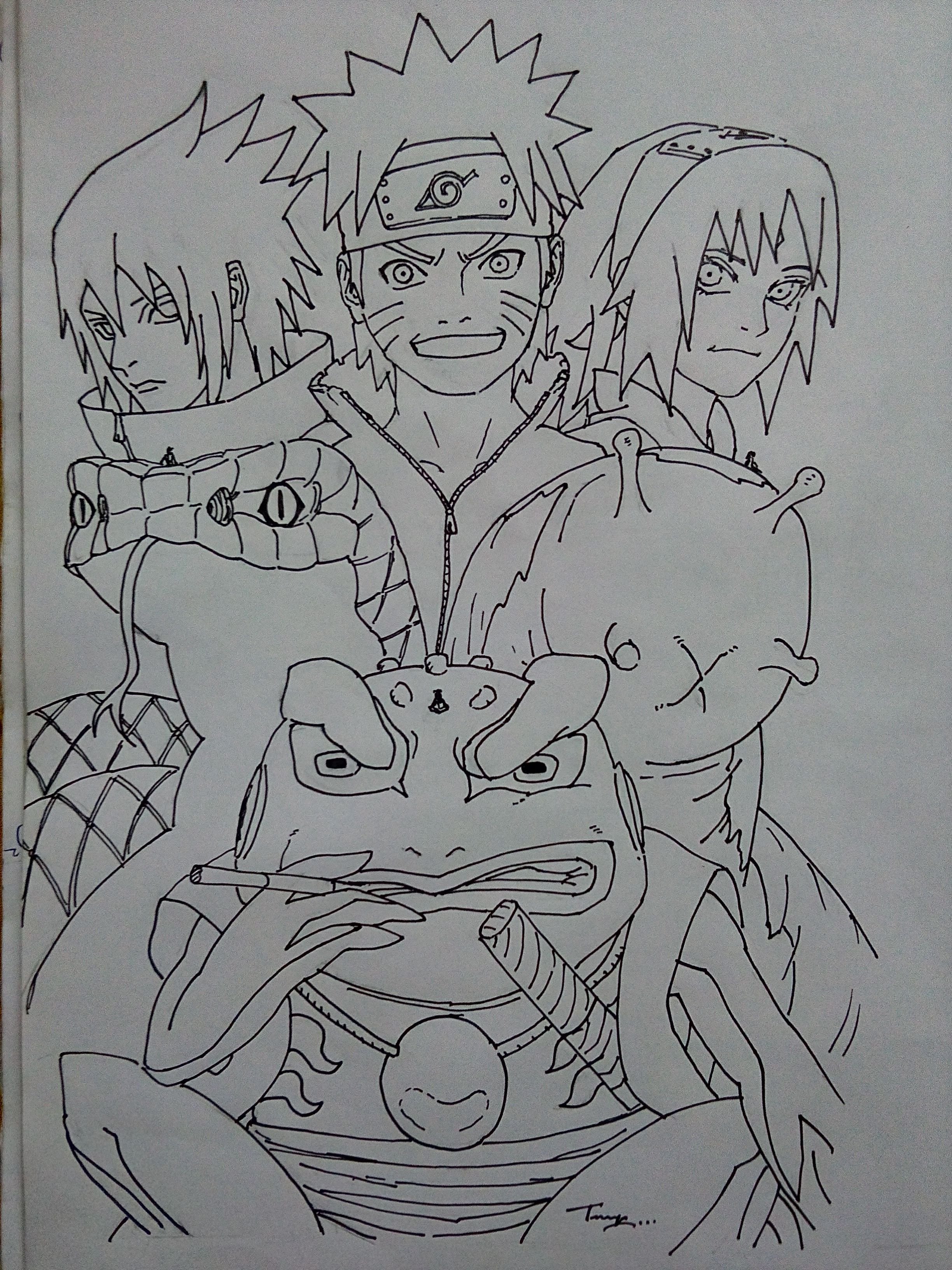 how to draw team 7 naruto step by step