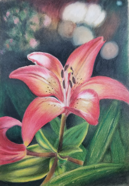 realistic flower drawing colour