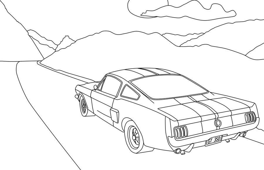 1967 ford mustang coloring page