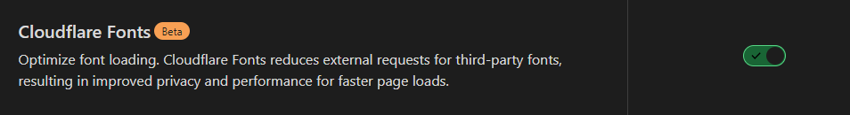 Enabling "Cloudflare Fonts"