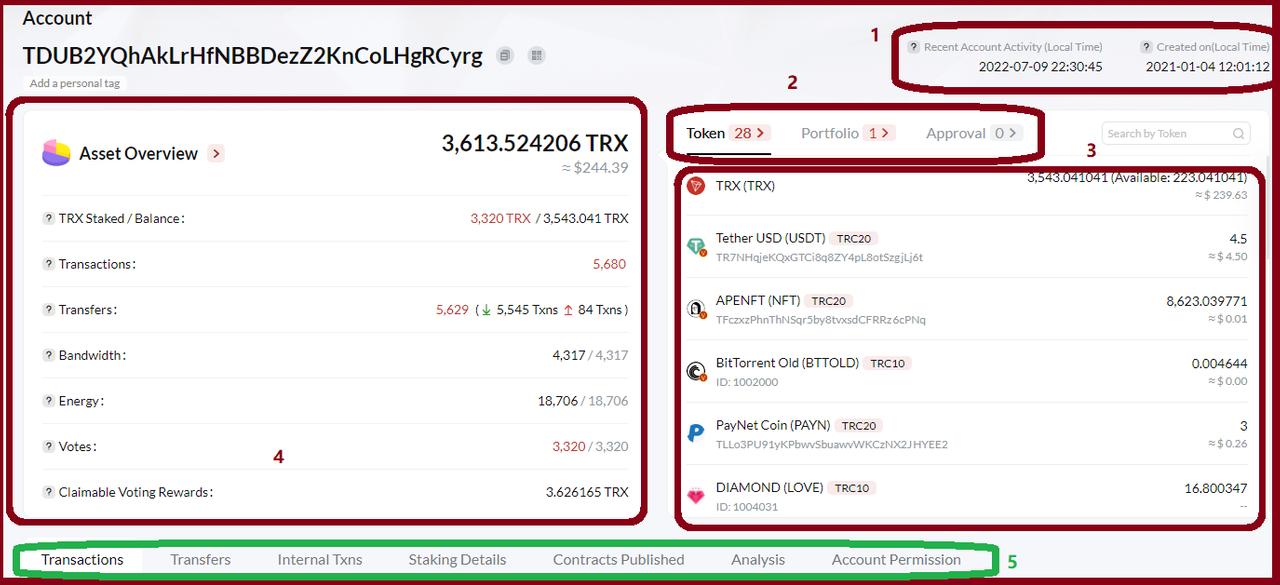 Basics of Tron (Part 22) : Information from TRON Addresses on TRONS...