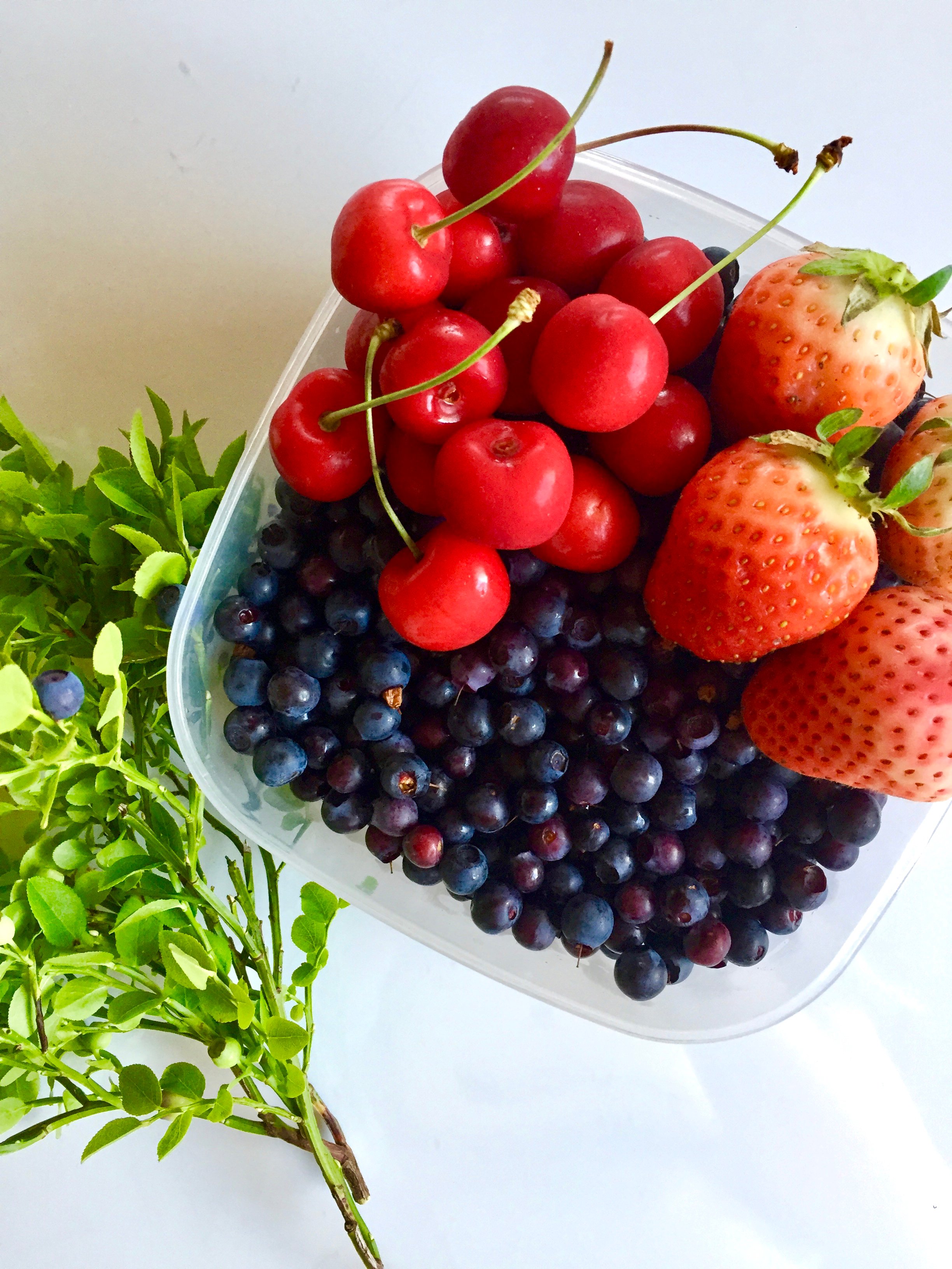 HOMEGROWN CHERRIES AND STRAWBERRIES + FRESHLY PICKED BLUEBERRIES AND ...