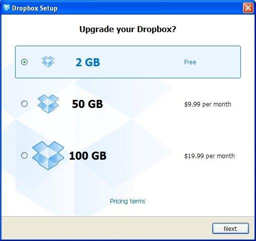 Dropbox 100 GB de Disco Virtual para você.