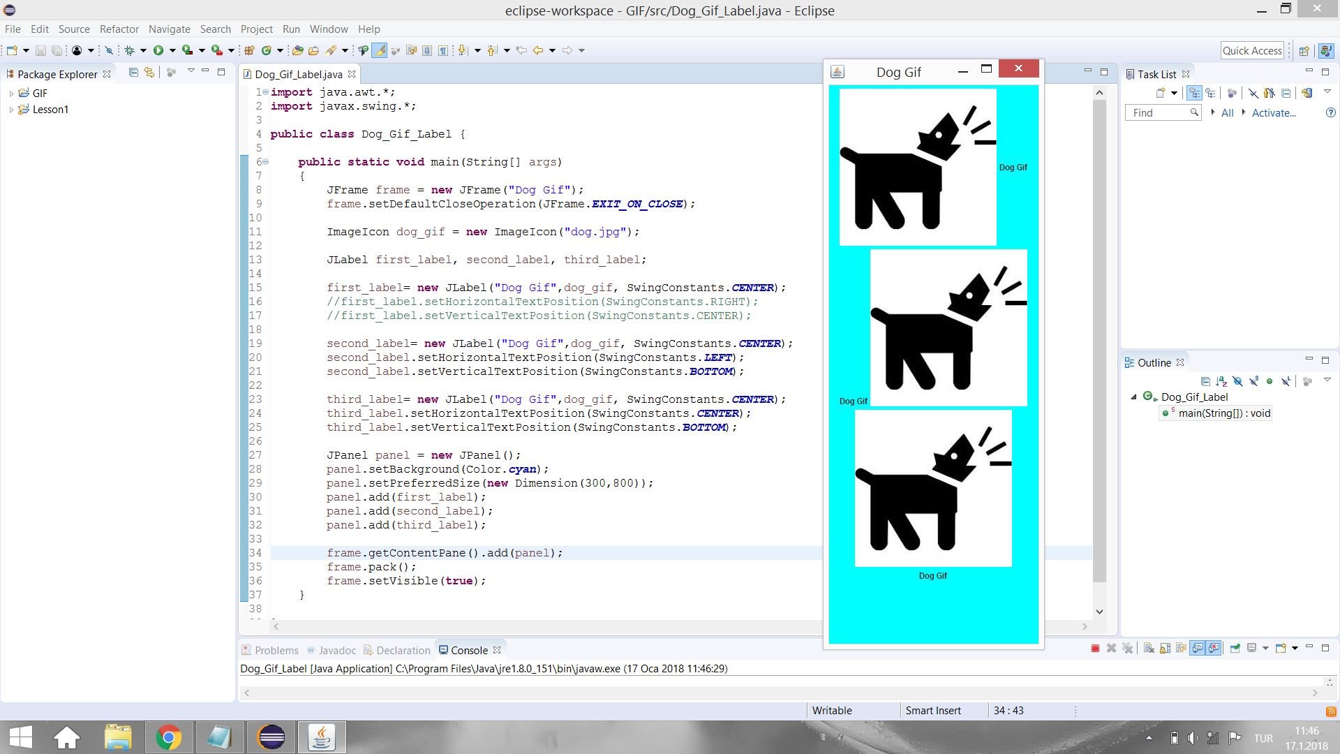 Adding JPEG or GIF image files into the GUI in Java using Eclipse IDE