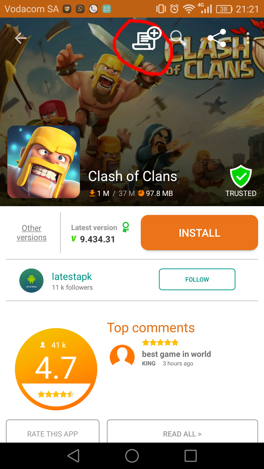 Adding a Wishlist Button on Aptoide