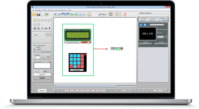 Arduino Simulator Drag And Draw The Arduino Simulator Simulates The Io Of A Arduino Board
