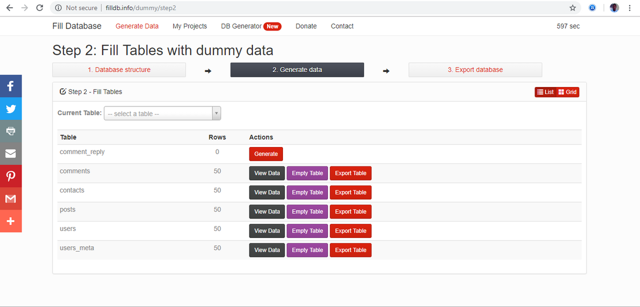 Fill Database - A platform that helps you fill your database with dummy ...