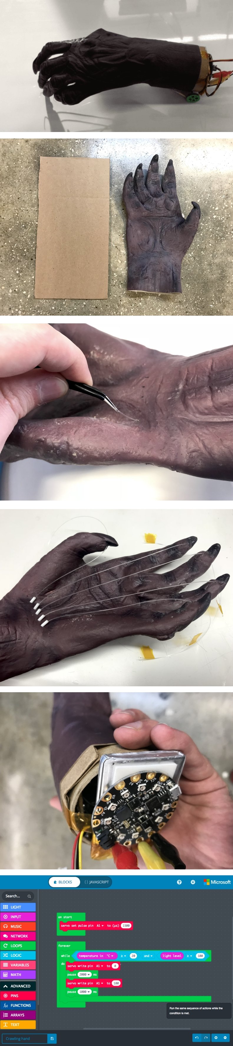 Crawling Animatronic Hand - DIY Temperature and Light Controlled ...