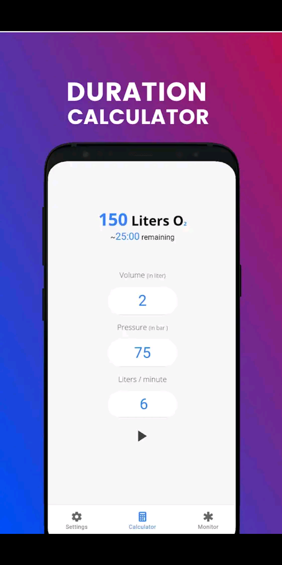 Oxygen Calculator - Free Oxygen duration calculator & alarm, for ...
