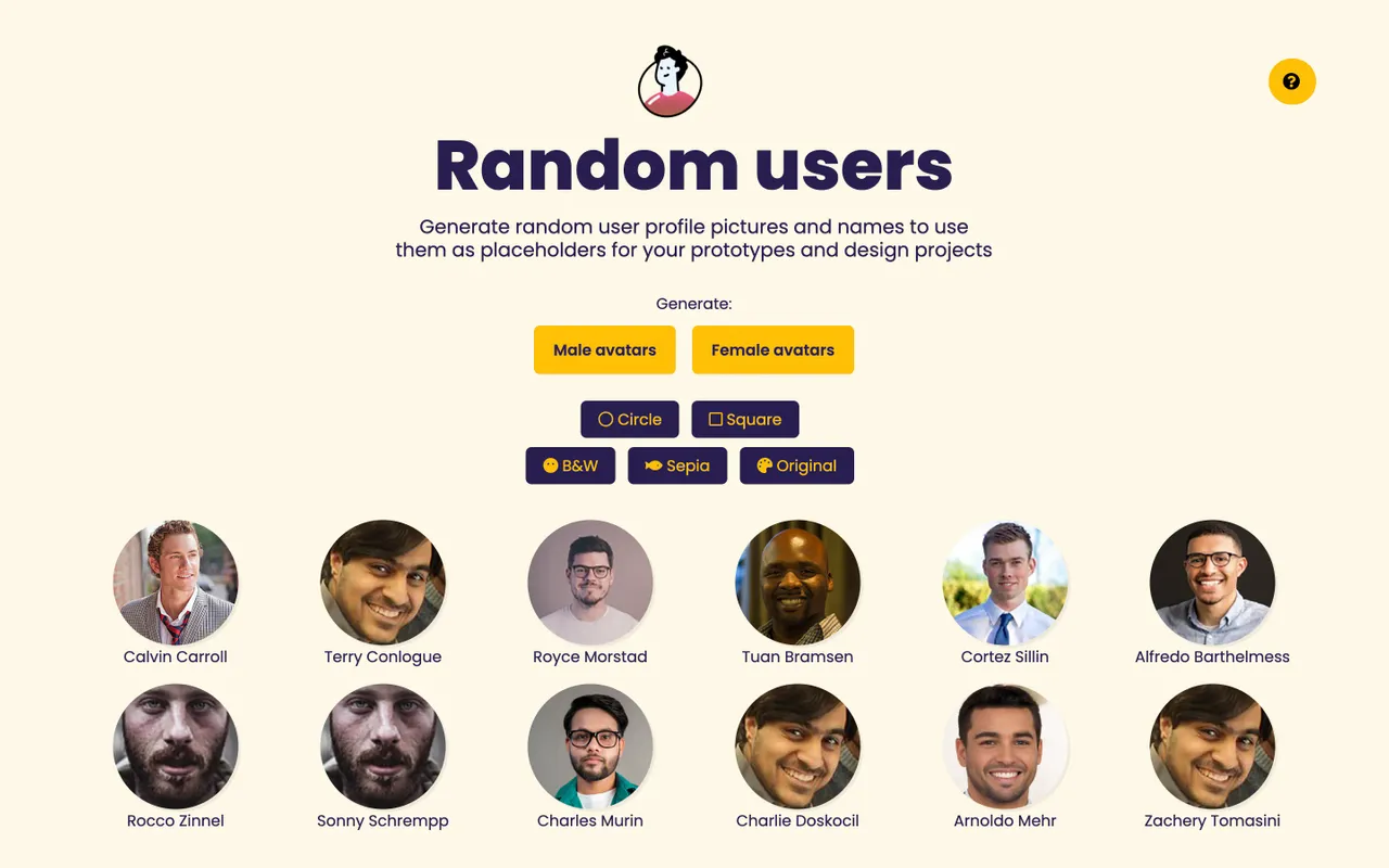 Random Users - Generate random user profile pictures and names with a ...
