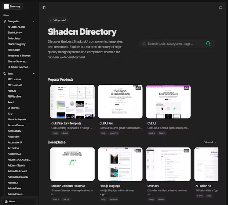 Shadcn Directory - Components, templates & resources | Steemhunt