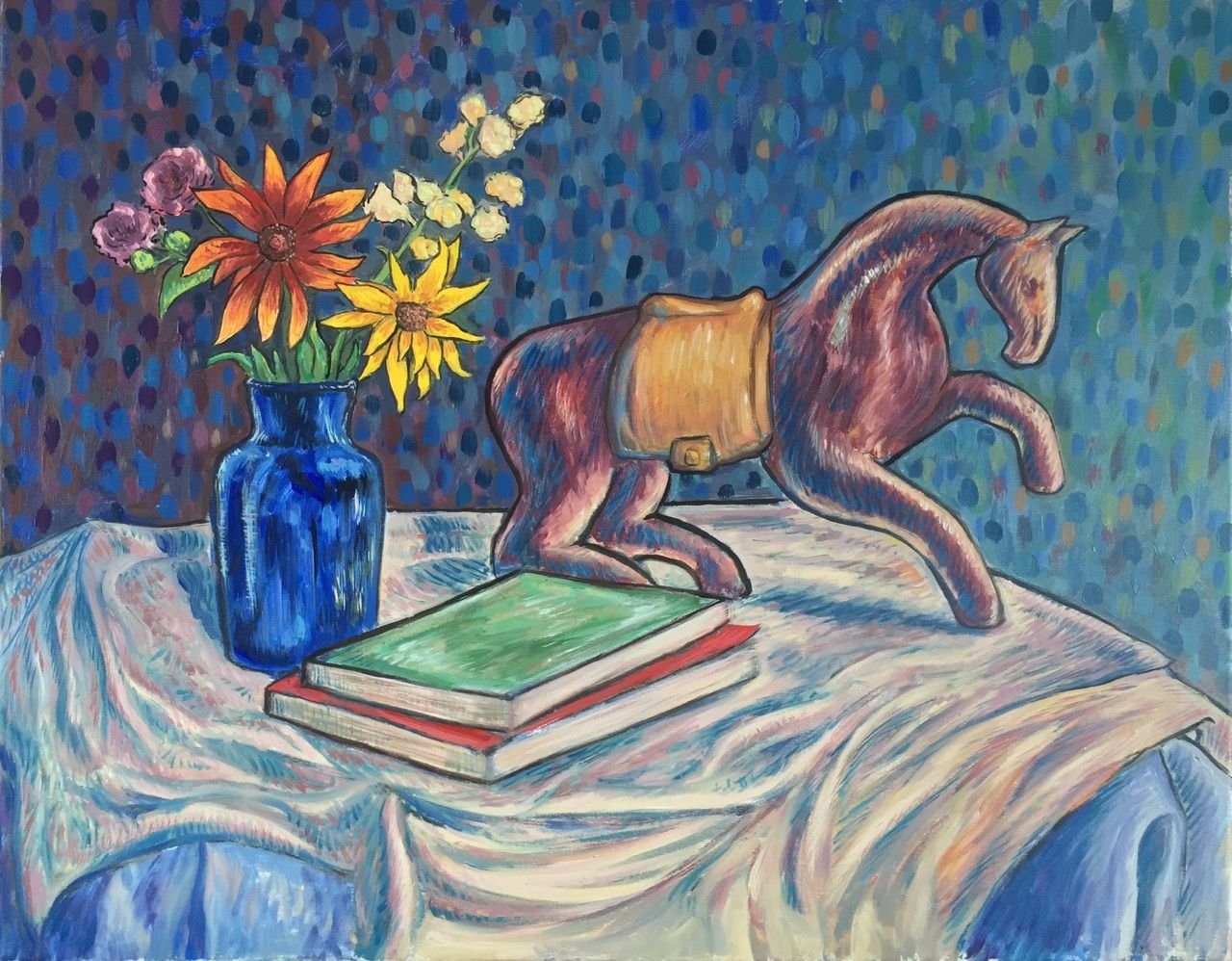 Still Life in Synthetism, Oil paint on 24x30 linen canvas, 2017 : r/Art