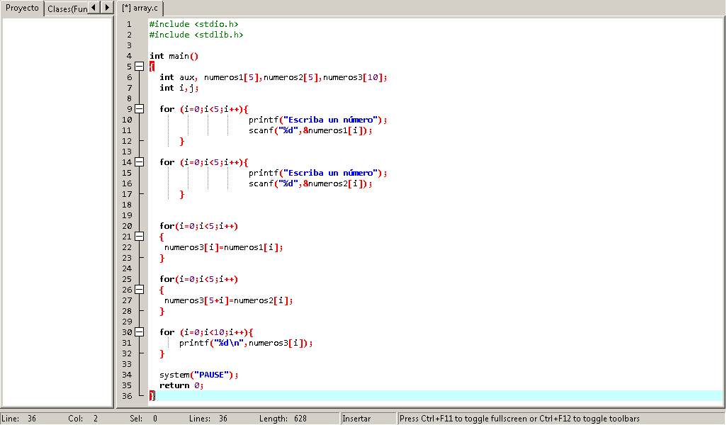 Aprendiendo listas y tablas (Arrays: programación en C)