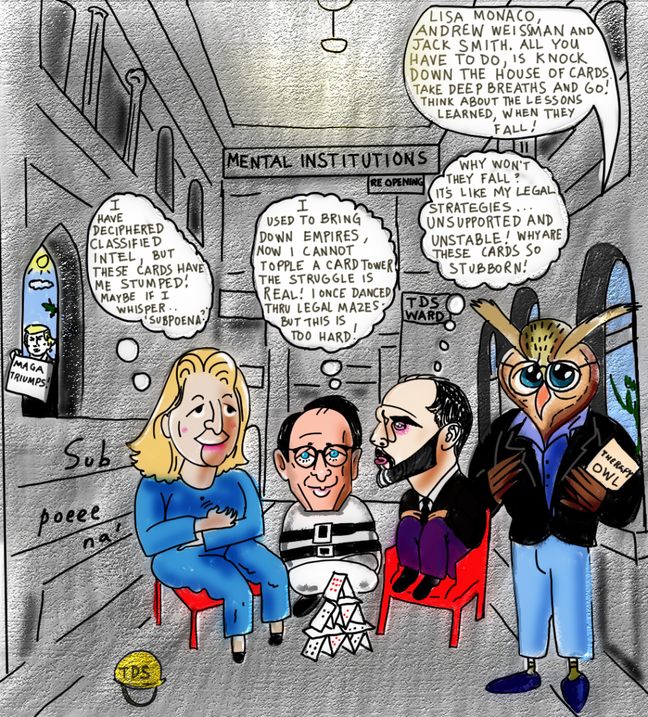 President Donald Trump political cartoon Tds mental institution.