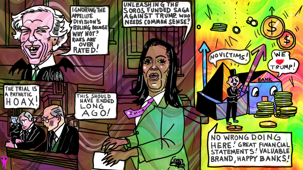 Judge Engoron Letitia James Political Cartoon President DONALD TRUM...