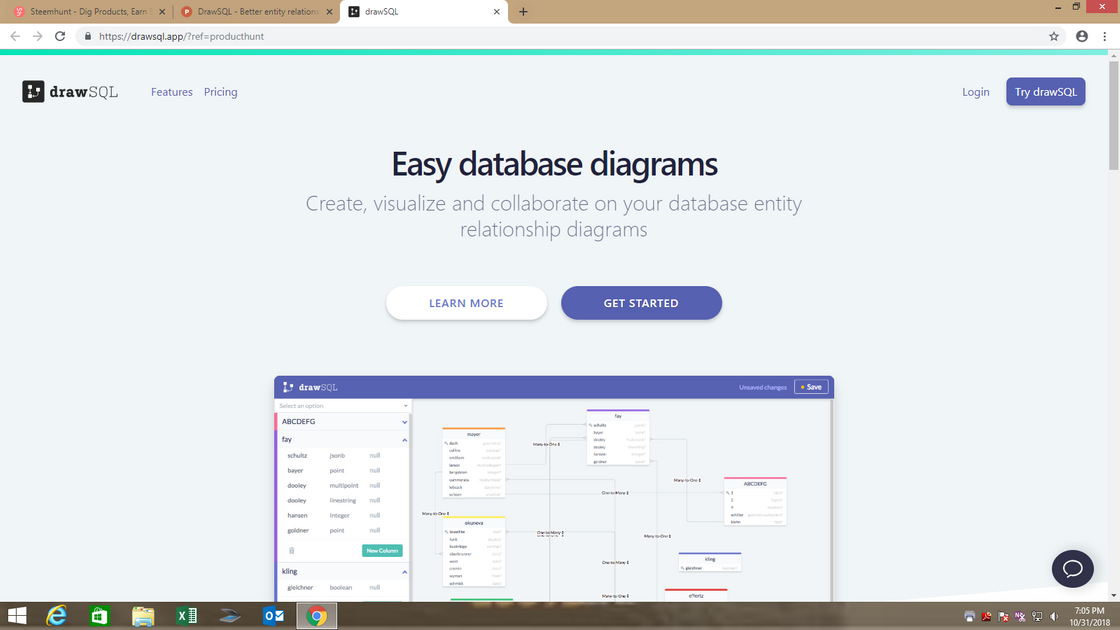 DRAWSQL - Better Entity Relationship Diagrams For Your Database | Steemhunt