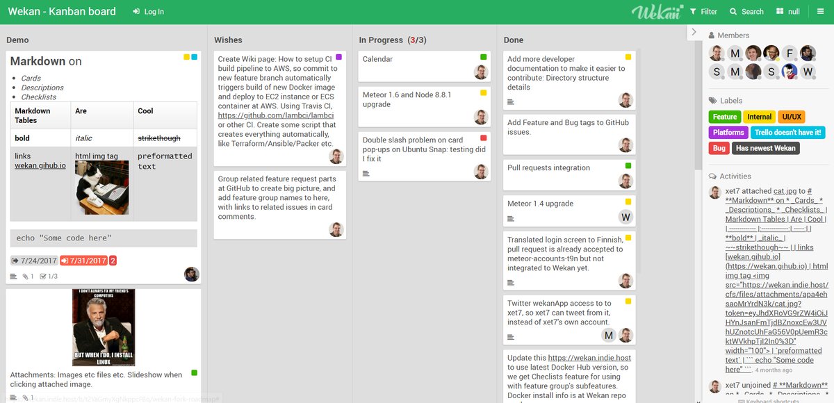 Wekan - Open source kanban based project management software | Steemhunt