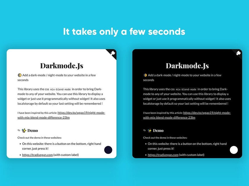 Darkmodejs Activate Dark Mode On Your Site With A Few Lines Of Code Steemhunt