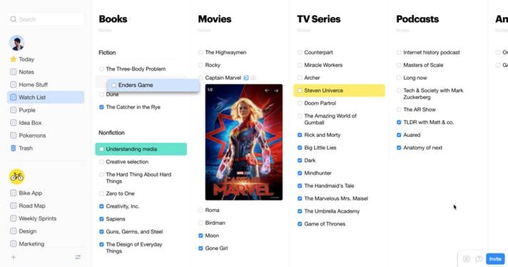 Columns - Checklists arranged into columns for planning & organization ...