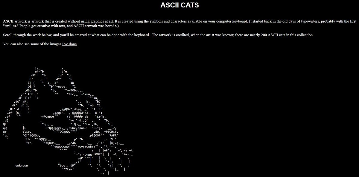 ASCII Cats - Artwork created using keyboard symbols and characters ...