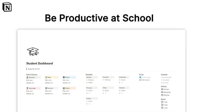 Student Dashboard - Take efficient notes, plan activities and track ...