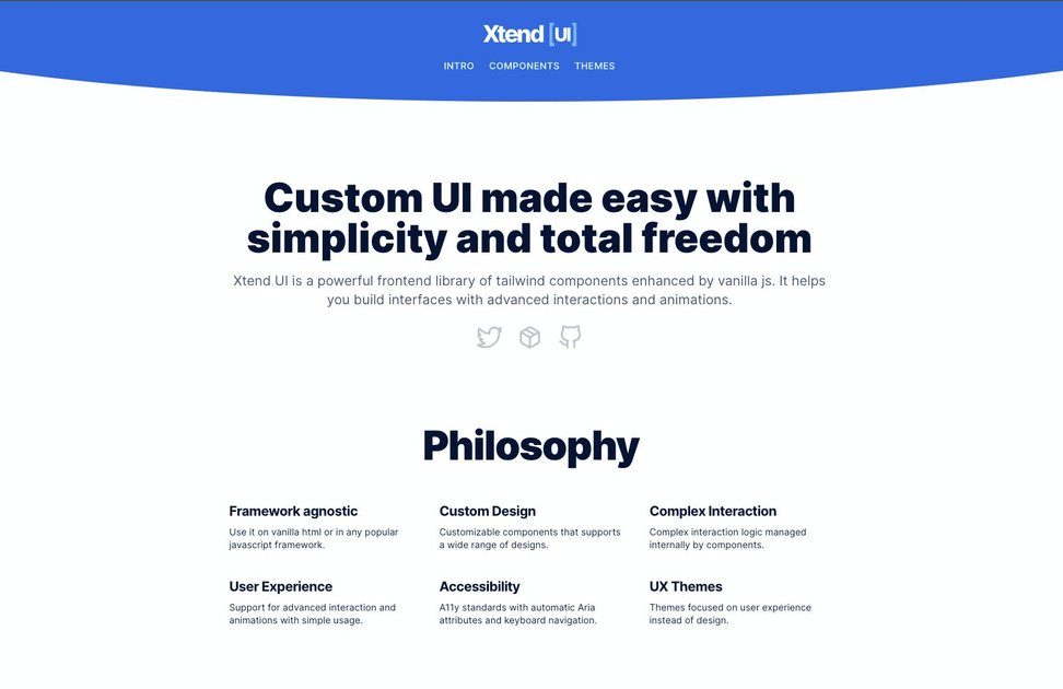 Xtend Ui Frontend Library Of Tailwind Components And Vanilla Js