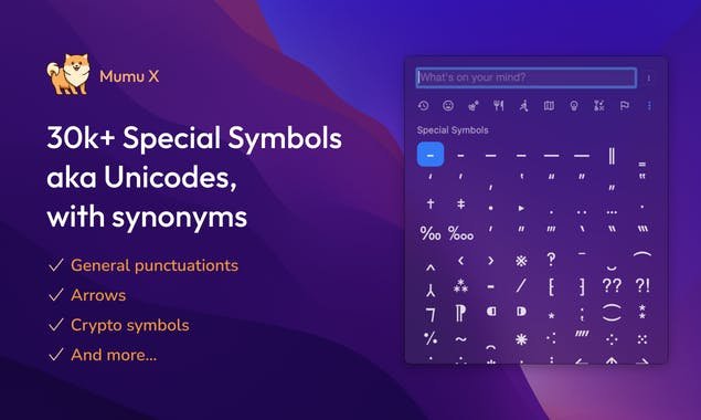 Special Symbols By Mumu X - 30k+ unicodes and their synonyms to speed up symbols picking | Steemhunt