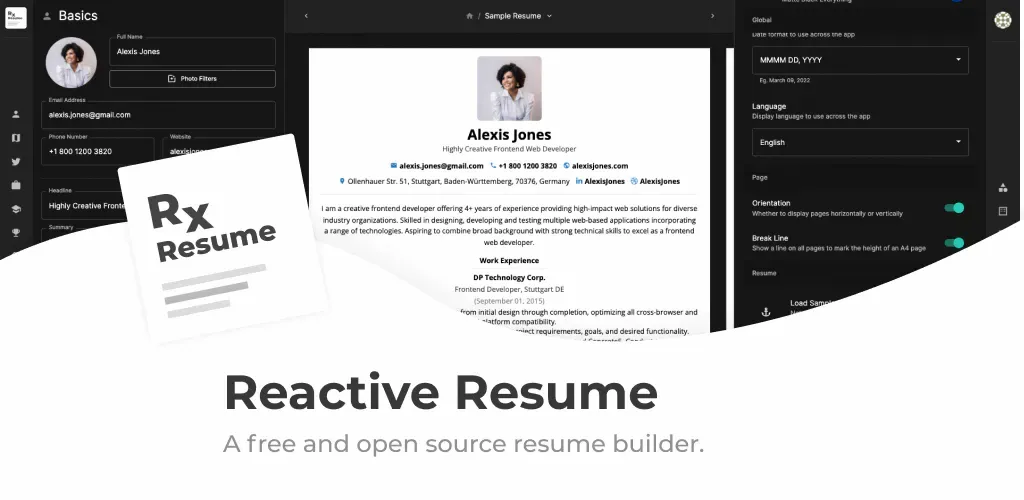 Reactive Resume - A free and open source resume builder | Steemhunt