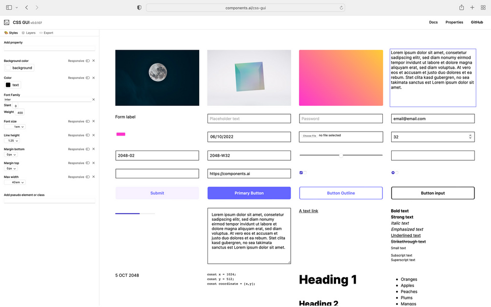 Cssgui Open Source Visual Editors For Everything In The Css Spec