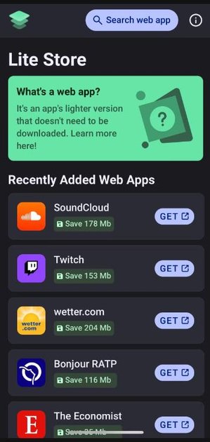 LiteStore - Save storage space and CO2 emissions by installing web apps ...