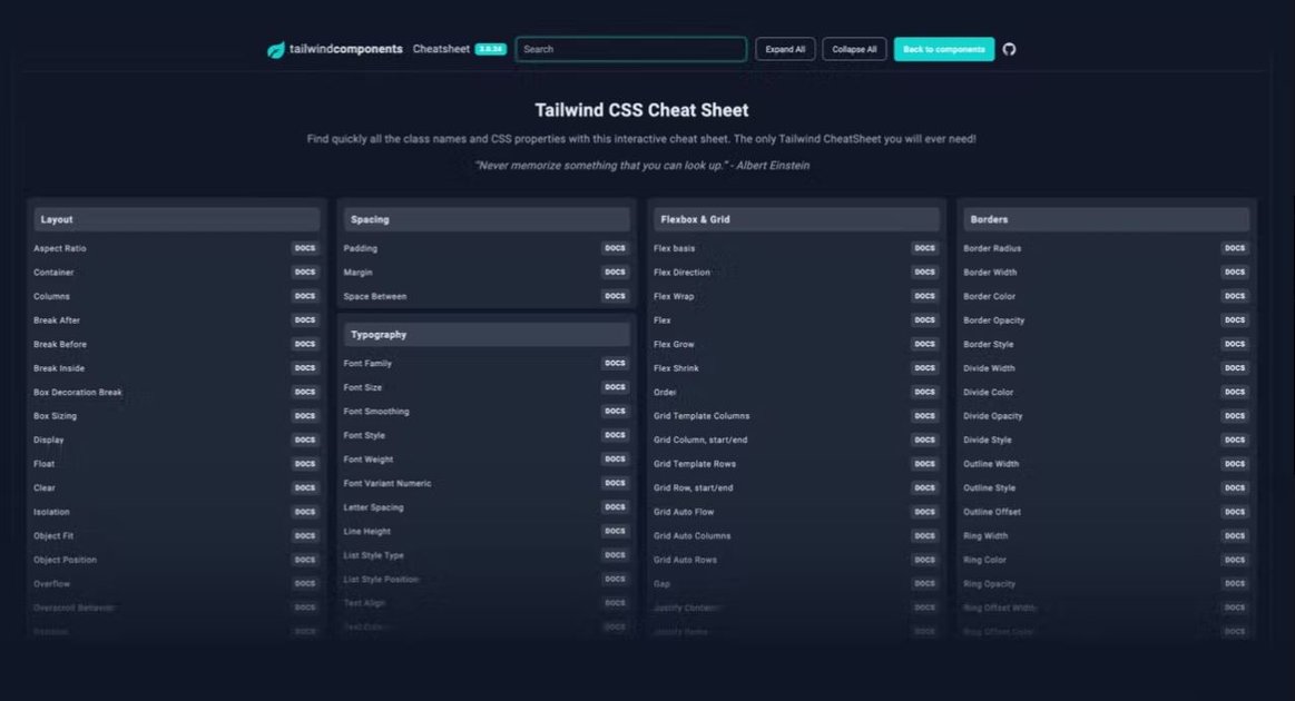Tailwind CSS Cheat Sheet - All Tailwind CSS class names and CSS ...