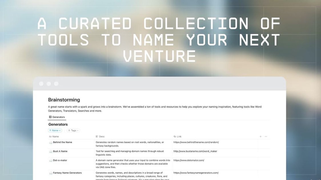 Name Engine - 100+ naming resources for startups | Steemhunt