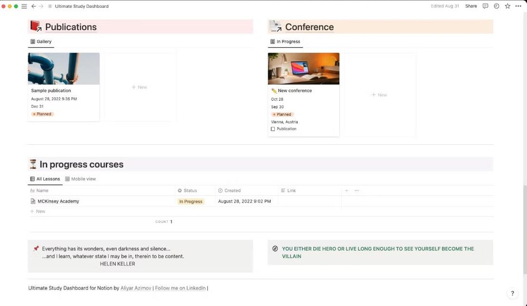 Ultimate Study Dashboard - Educational dashboard for better ...