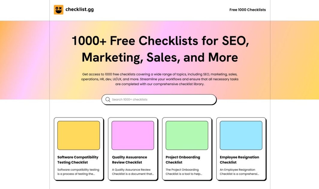 Checklist.gg - Generate checklists using AI in seconds for FREE | Steemhunt