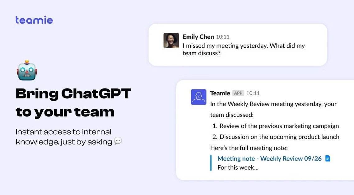 Teamie AI - Bring ChatGPT to your team | Steemhunt