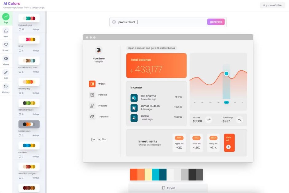 AI Colors - Generate unique colour palettes from a text prompt | Steemhunt
