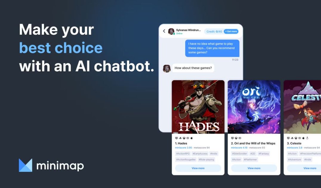 Minimap AI - Game recommendation chatbot powered by GPT-3.5 | Steemhunt