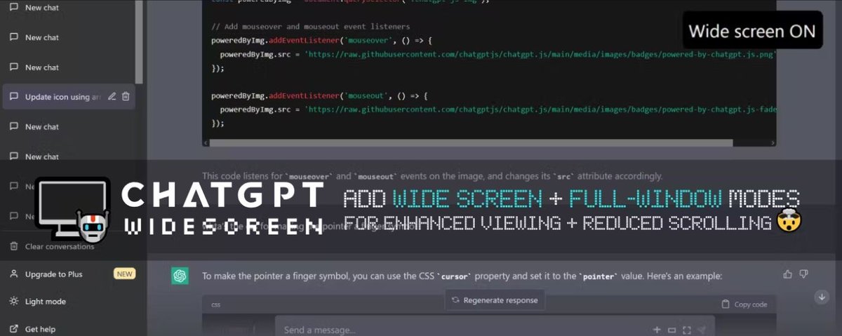 ChatGPT Widescreen Mode - Add widescreen + full window modes to ChatGPT ...