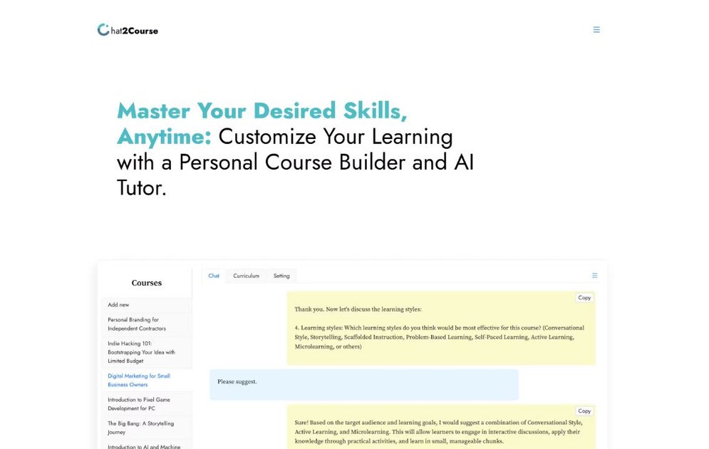 Chat2Course - Create custom courses with AI-powered personalization ...