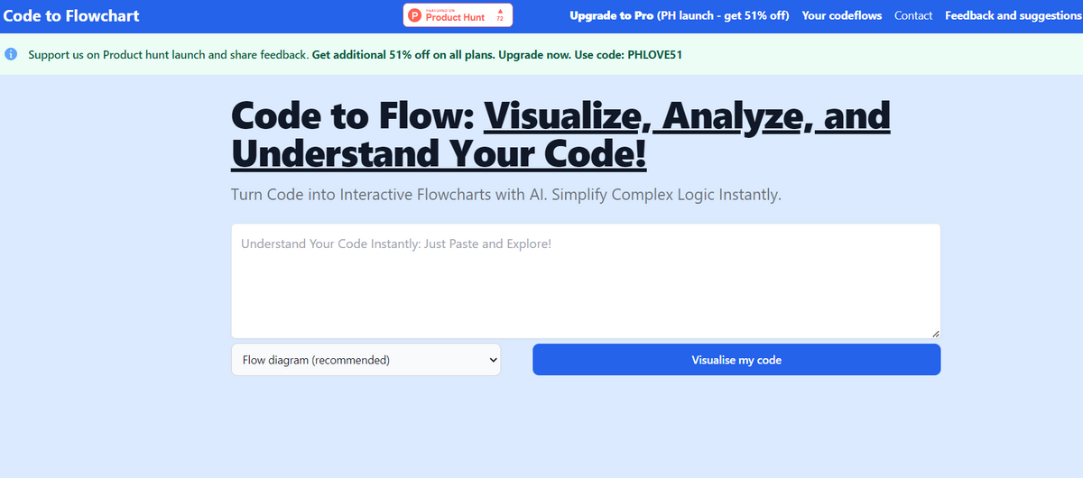 Code To Flow - Visualize, analyze & understand your code flow | Steemhunt