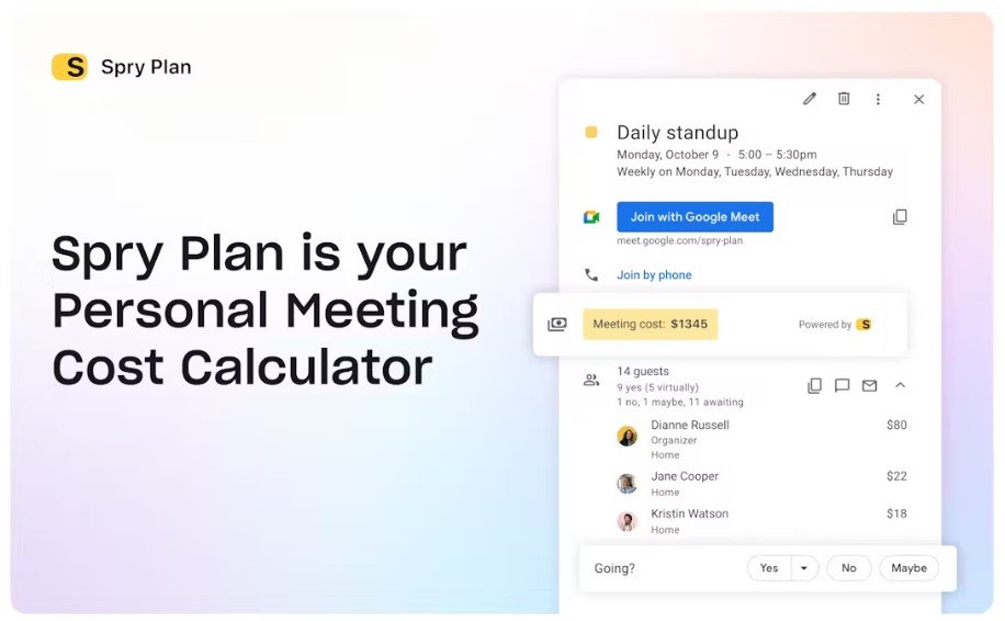 Spry Plan - Know the cost of every meeting | Steemhunt
