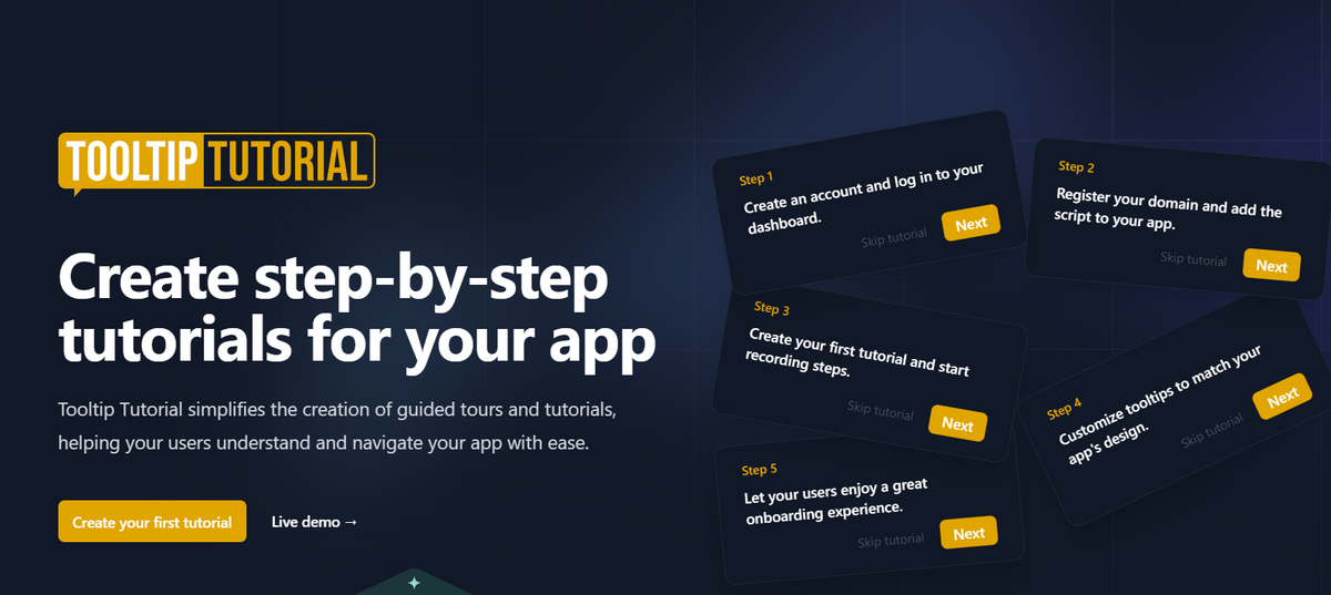 Tooltip Tutorial - Onboarding tutorials in a few clicks | Steemhunt