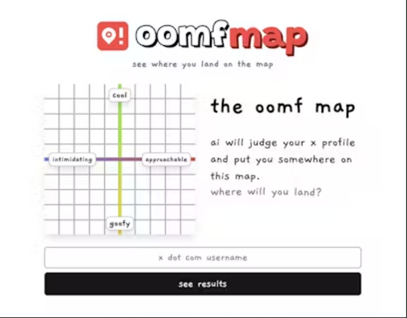 Oomfmap.com - enter your 𝕏 username and ai will place you on the map ...