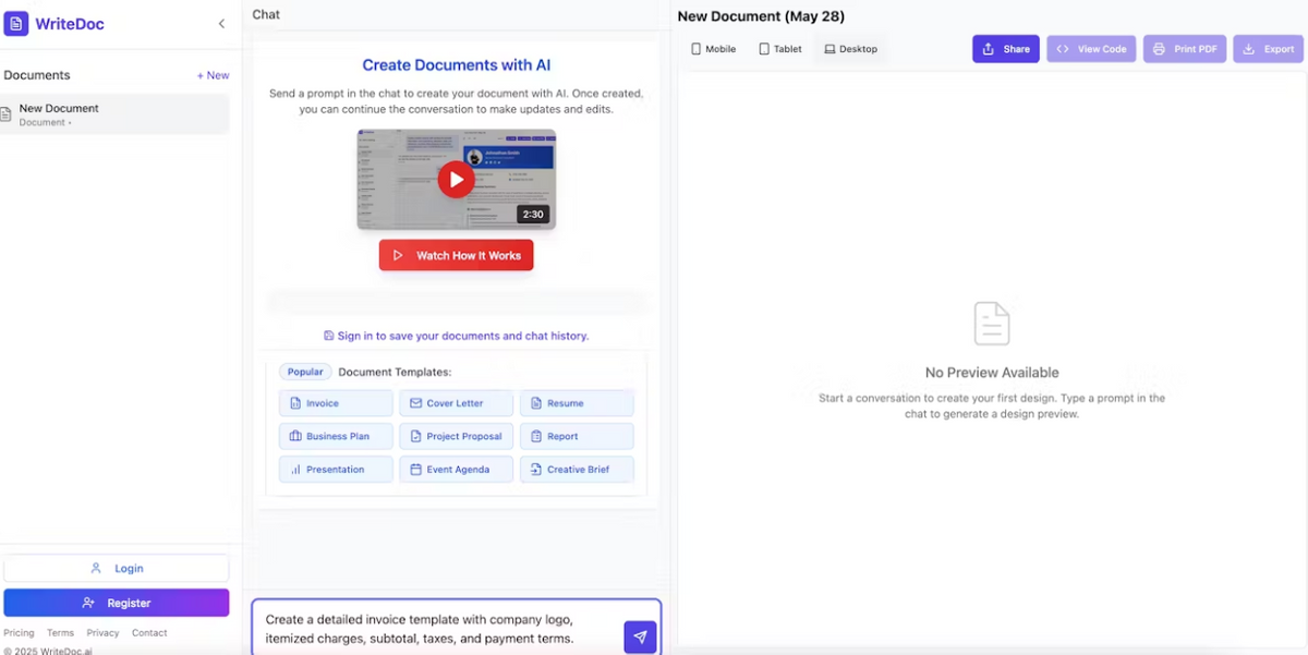 WriteDoc.ai - Create full documents with AI | Steemhunt