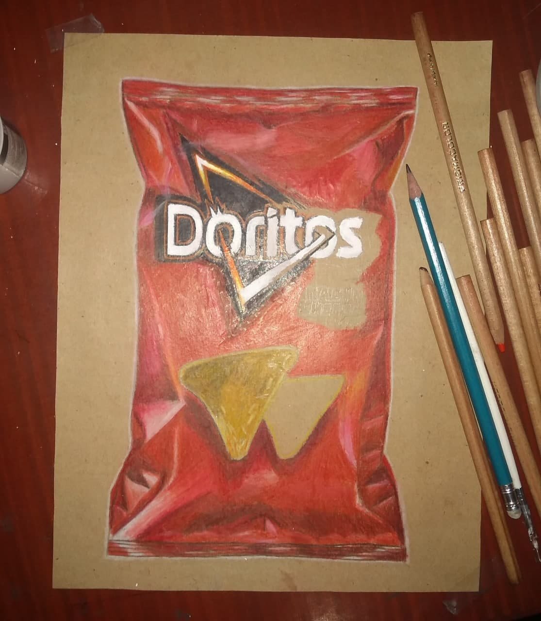 Realistic drawing of a packet of Doritos (Made with school colored ...